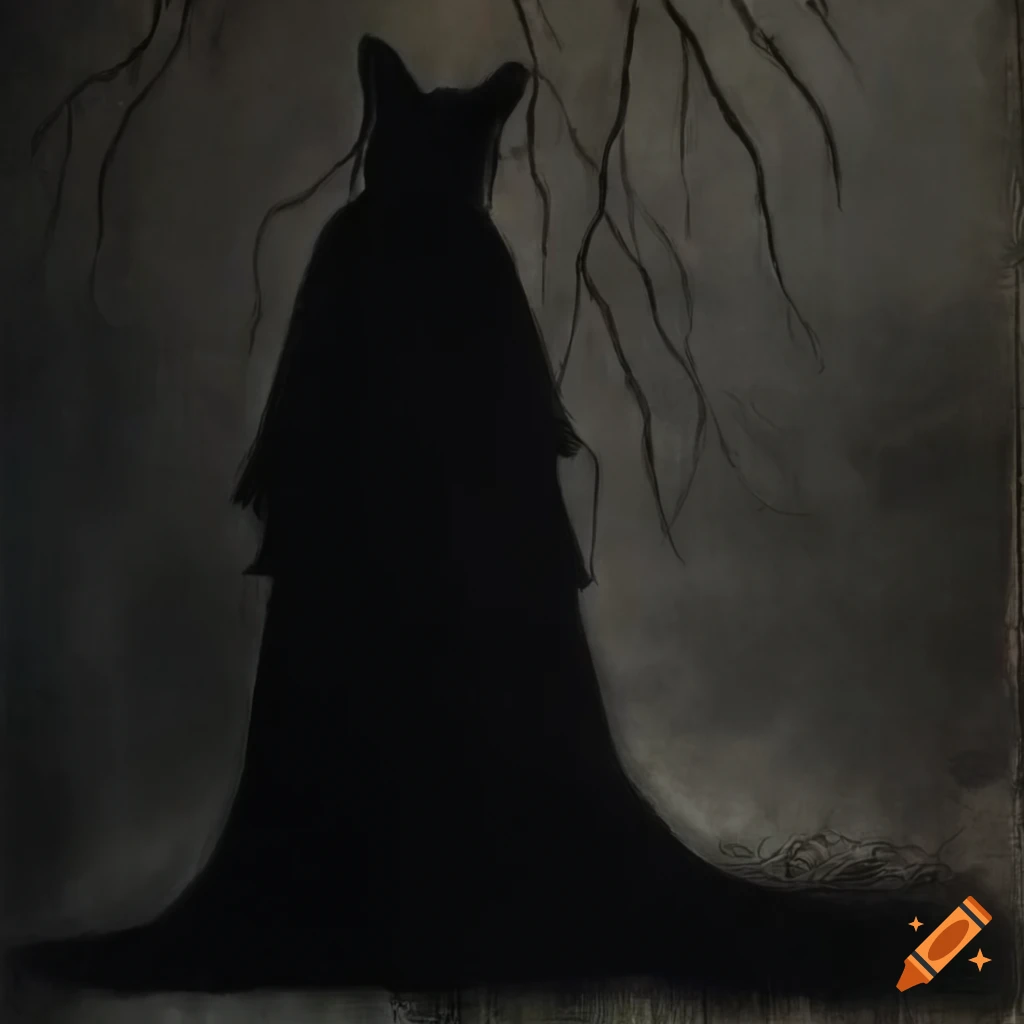 Painting of a black shadow entity on Craiyon