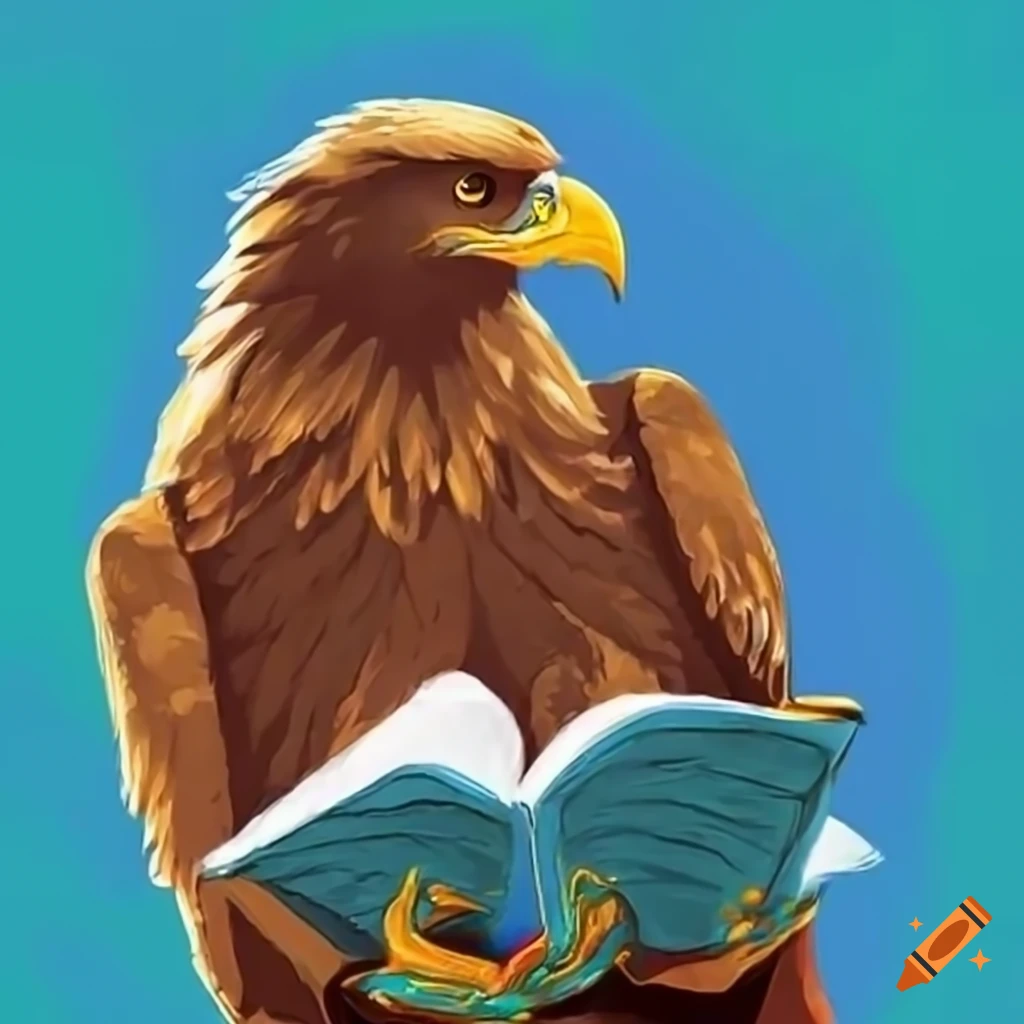 Illustration of an eagle with a book on Craiyon