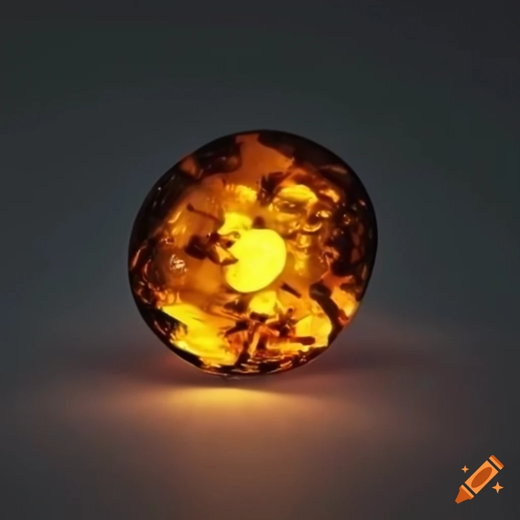 Rough-cut amber citrine gemstone with starburst pattern on Craiyon