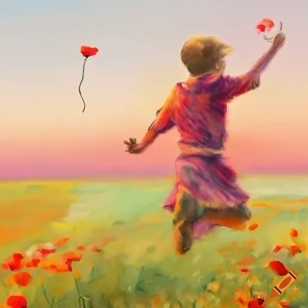 Pastel watercolor artwork of Geert Wilders running in poppy fields on ...