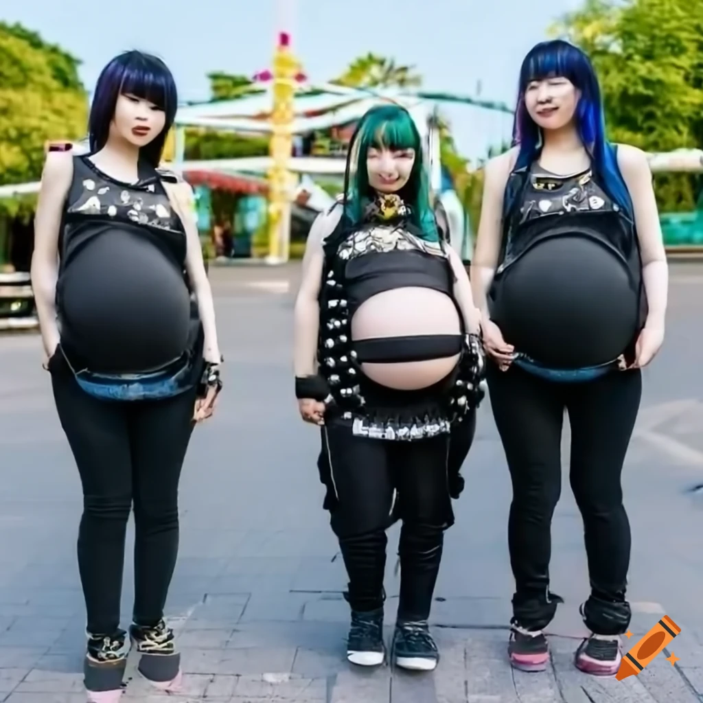 Street Style Of Pregnant Punk Girls At Theme Park On Craiyon