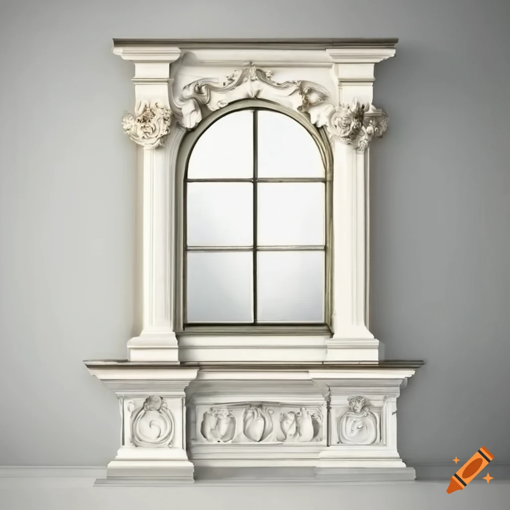 Rococo window pillars and altar on white wall on Craiyon