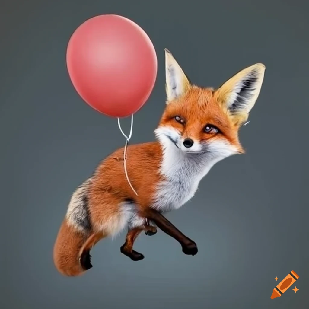 Fox with balloons and fan saddle