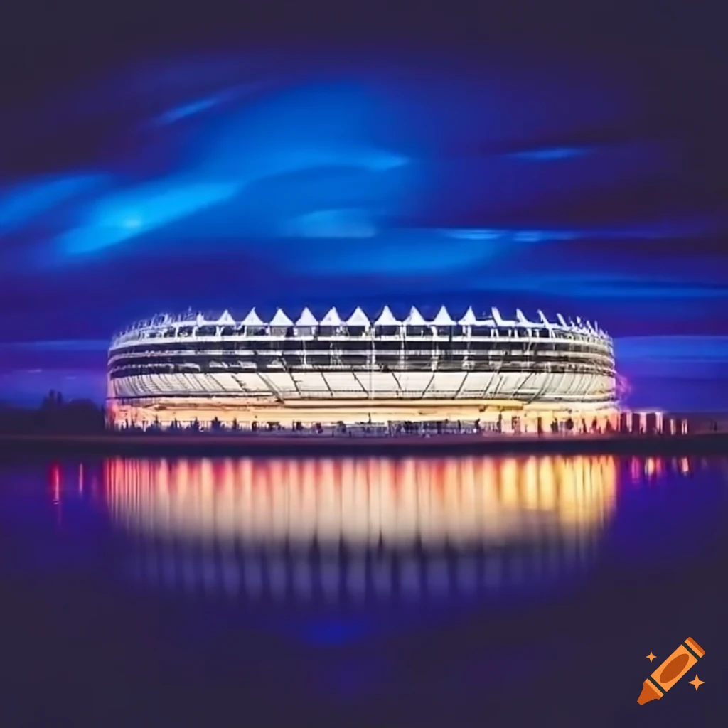 Swedish national football team stadium with lion and snow on Craiyon