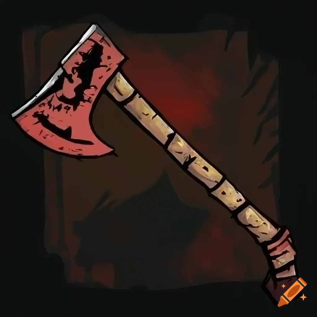Dark fantasy artwork of a fire axe on Craiyon