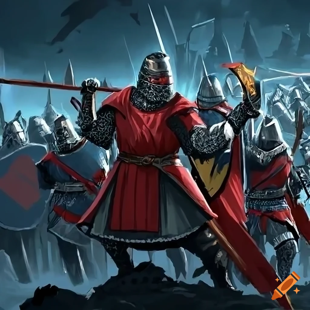 HD image of medieval knights battling against the living dead on Craiyon