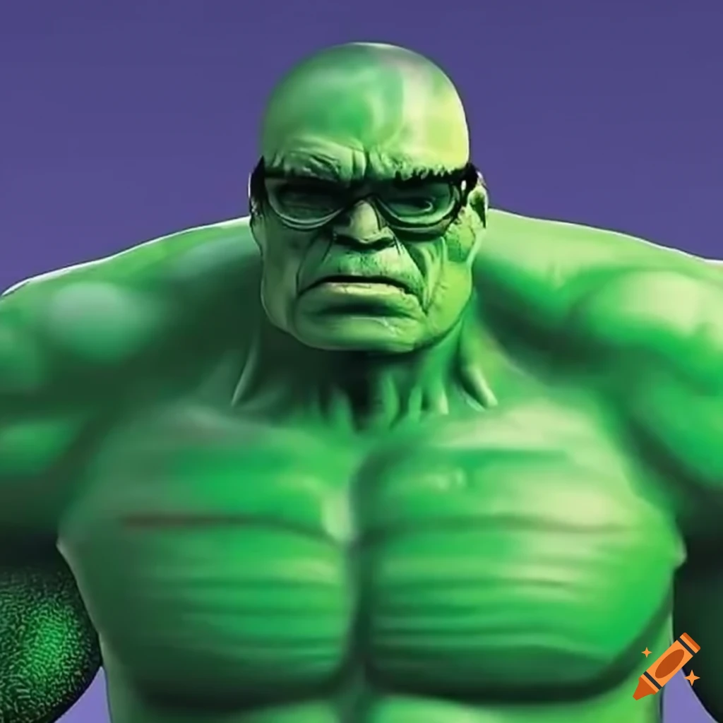 Mexican hulk with shaved head and eyeglasses on Craiyon