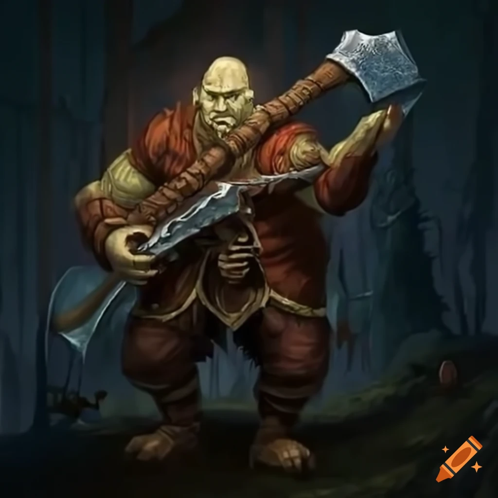 Image of a bard playing a war axe like an instrument on Craiyon