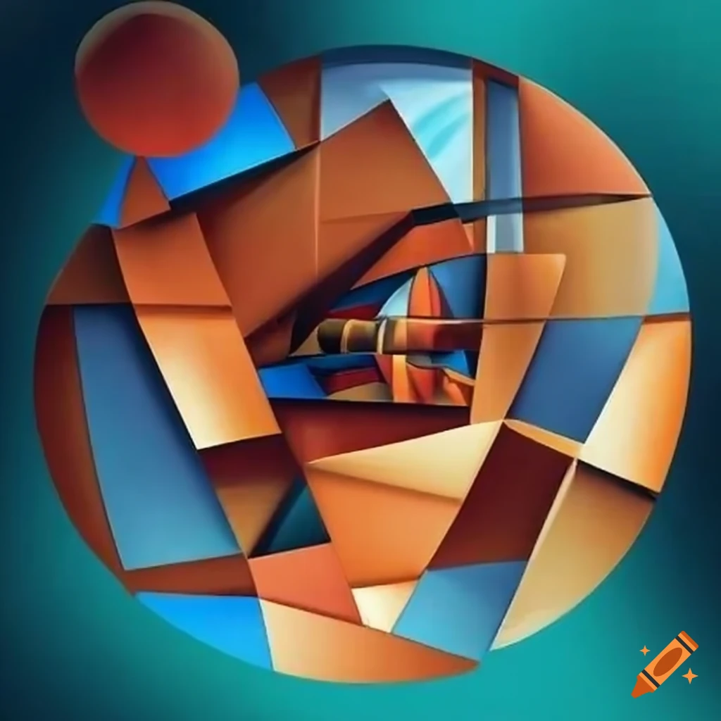 Cubist depiction of a basketball game on Craiyon