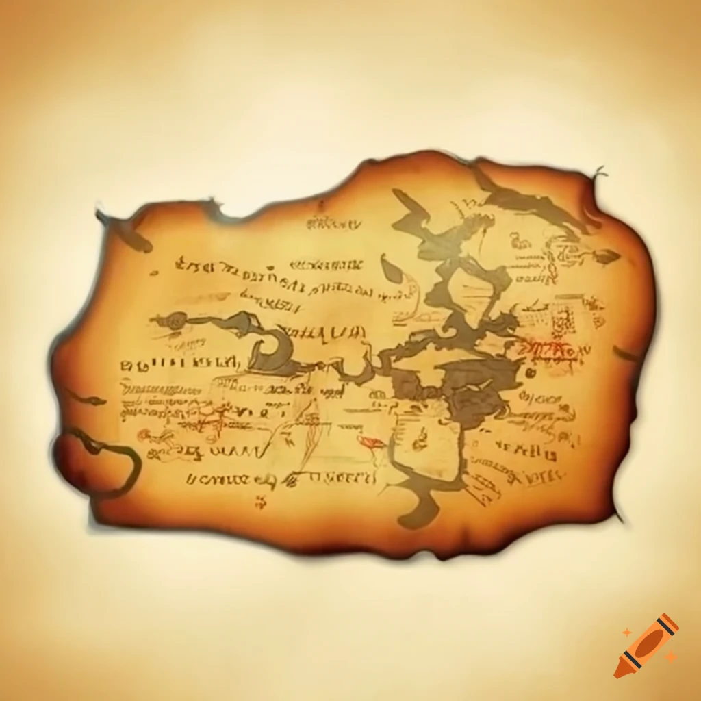 Illustration of a treasure map on Craiyon