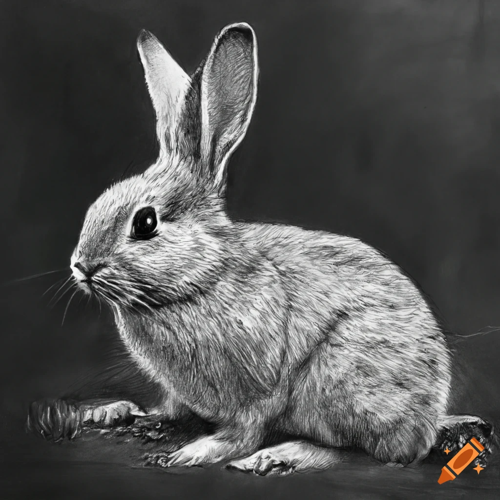 Realistic pencil drawing of a rabbit on Craiyon