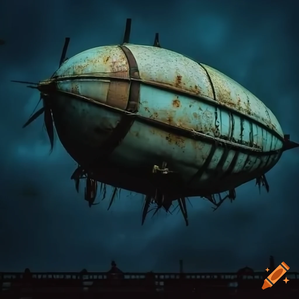 Image of a luxury militarized airship with propellers and wings on Craiyon