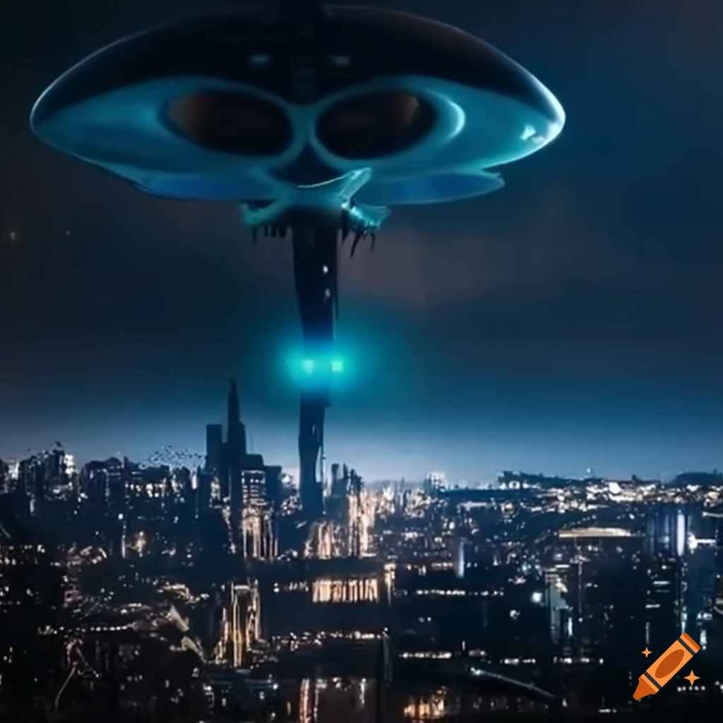 Man on ledge overlooking city with burning buildings, laser grid in the ...