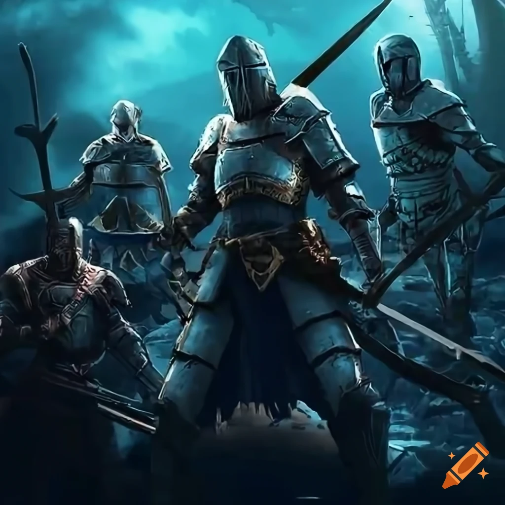 Epic fantasy battle between two knights clashing swords on Craiyon