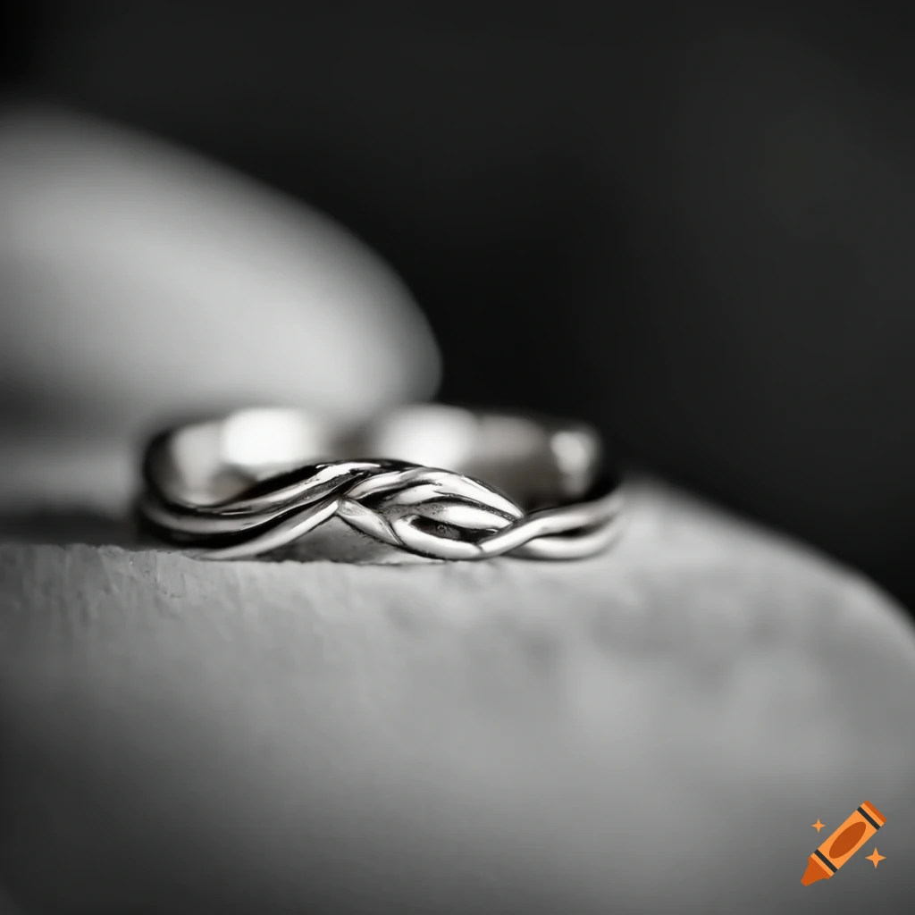 Silver wedding ring with knot pattern on Craiyon