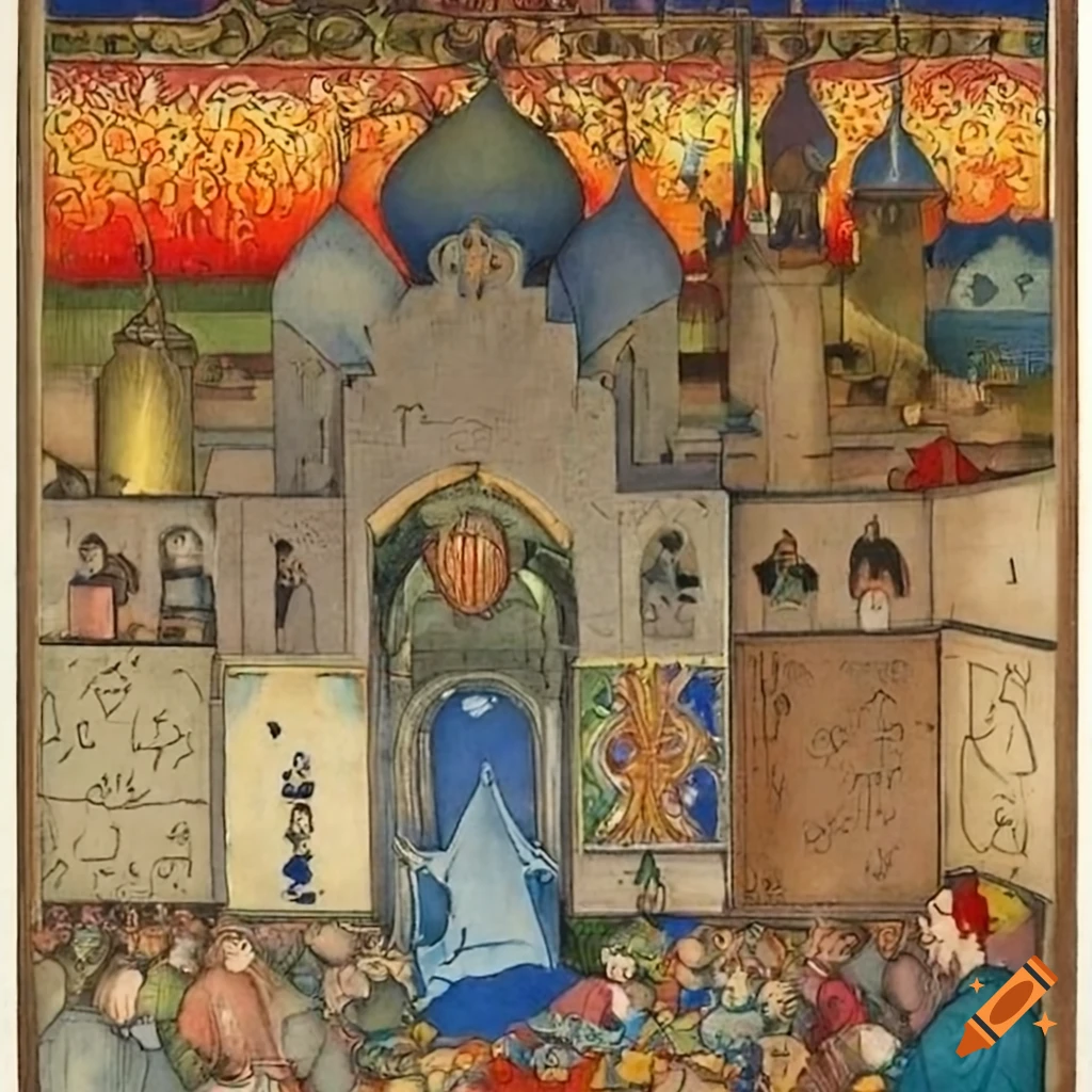 Intricate medieval illuminated manuscript artwork