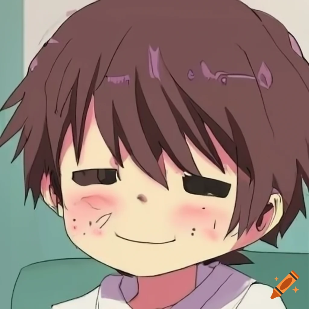 Detailed drawing of a blushing anime kid on Craiyon