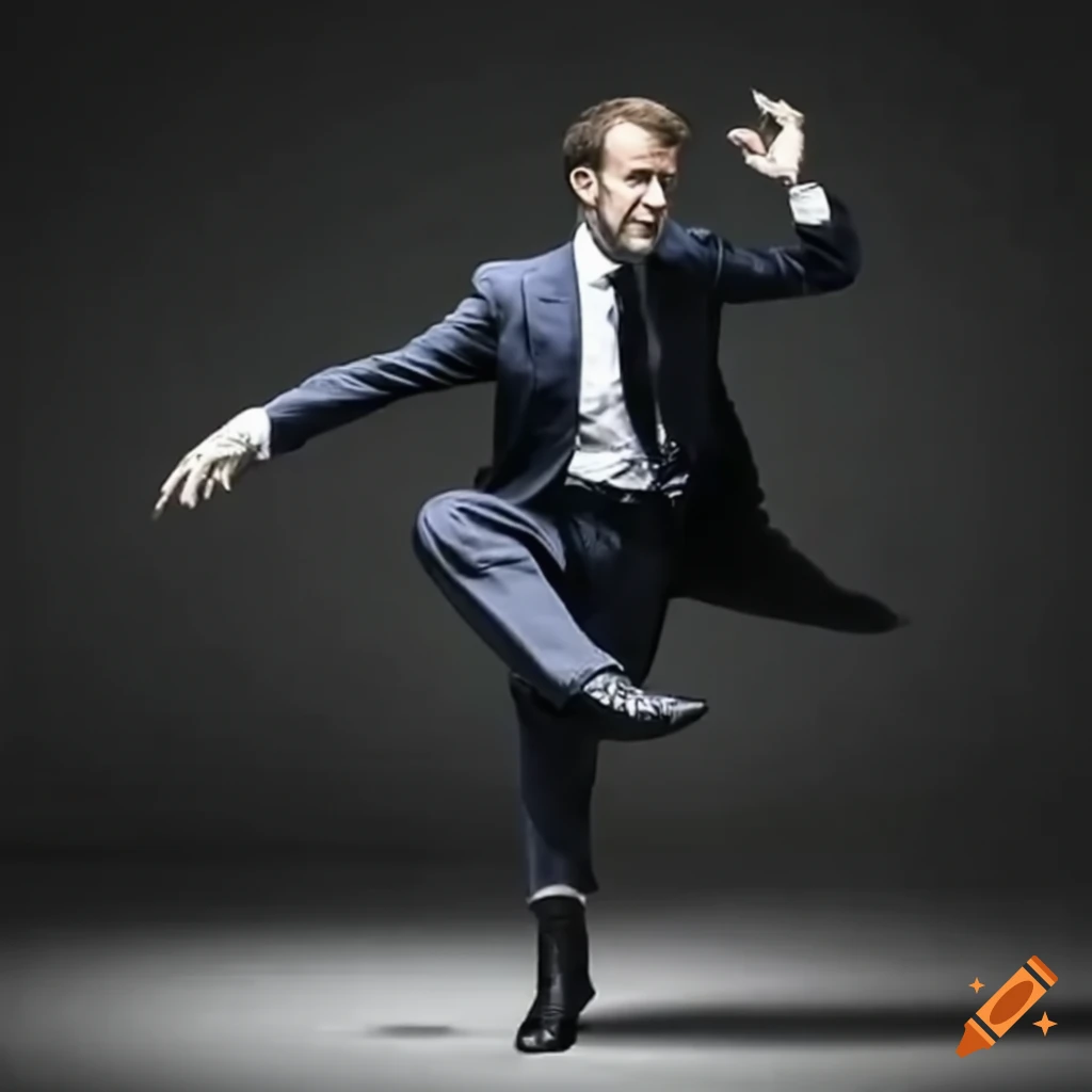 Illustration of emmanuel macron dancing on Craiyon