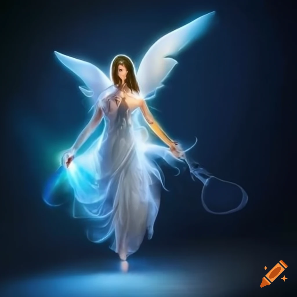 Image of an angelic woman with a ball of light on Craiyon