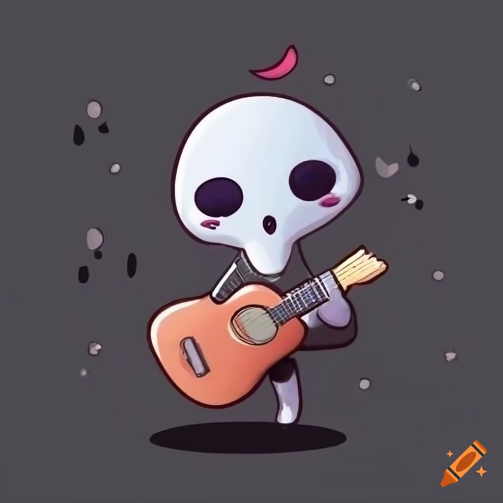 Cute ghost playing guitar on Craiyon