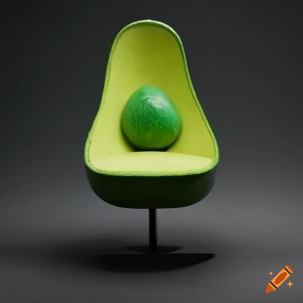 3D rendering of an avocado-shaped chair on Craiyon
