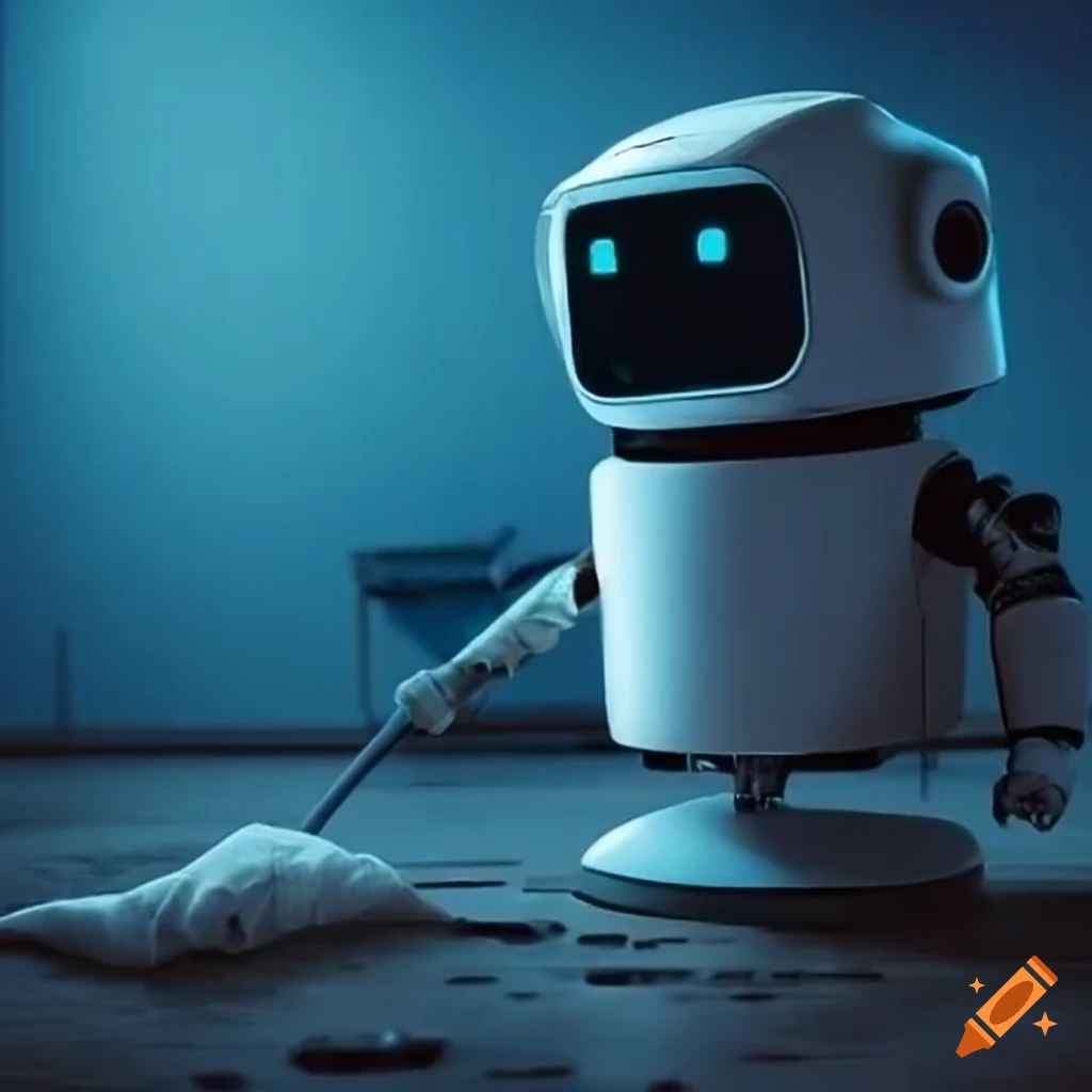 Robot cleaning a room on Craiyon