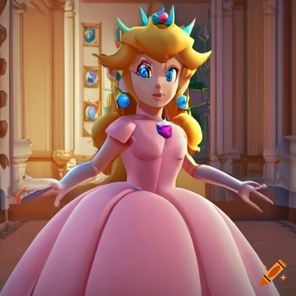 Link and princess peach in a palace dressing room on Craiyon