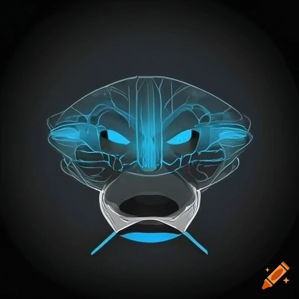 Translucent blue anime spirit otter mask on black background on Craiyon