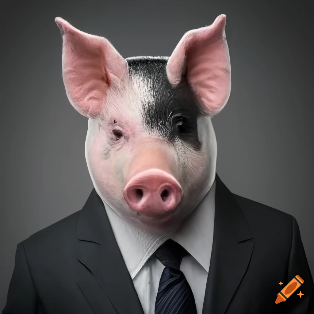 Portrait of a pig wearing a suit