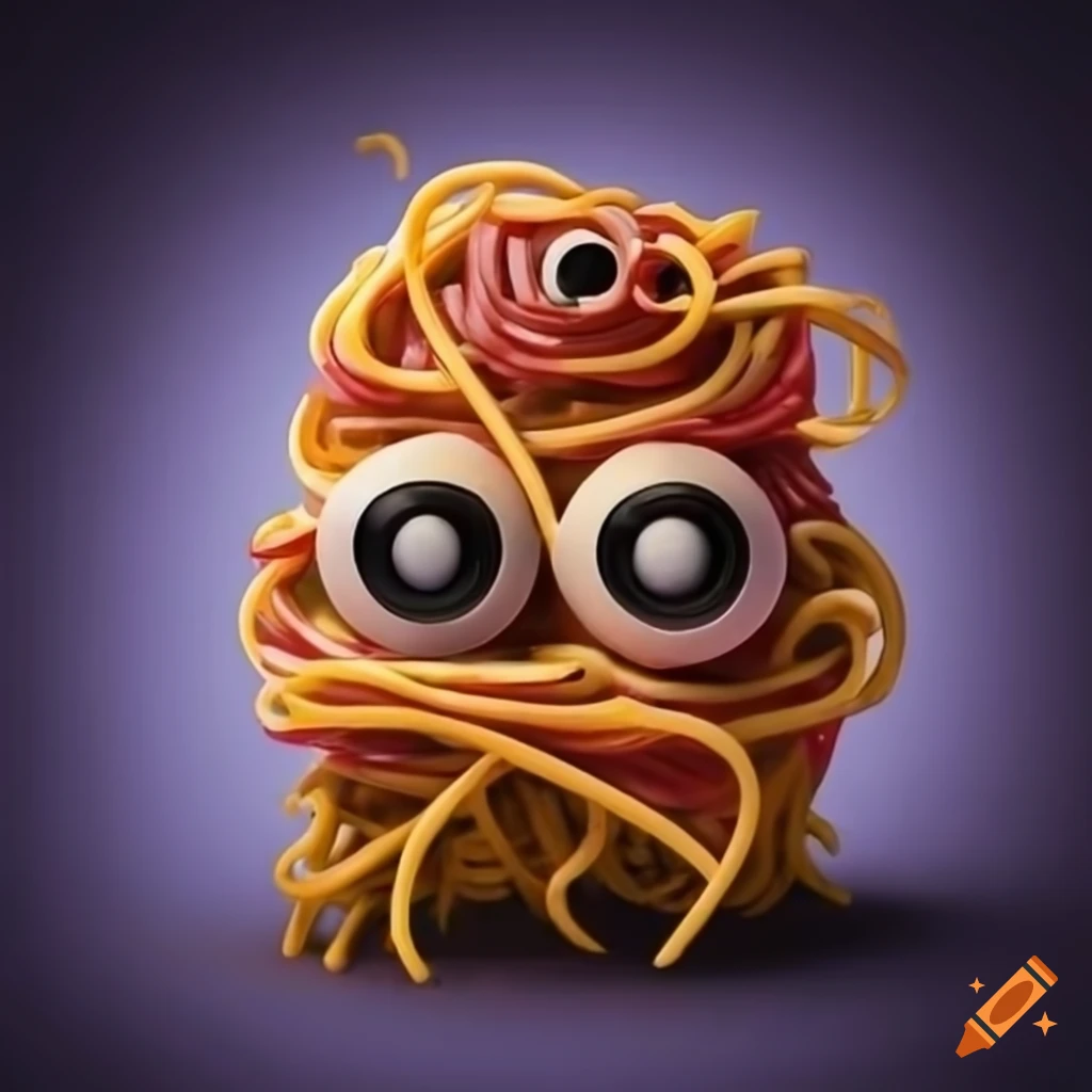 Angry spaghetti cartoon character on Craiyon