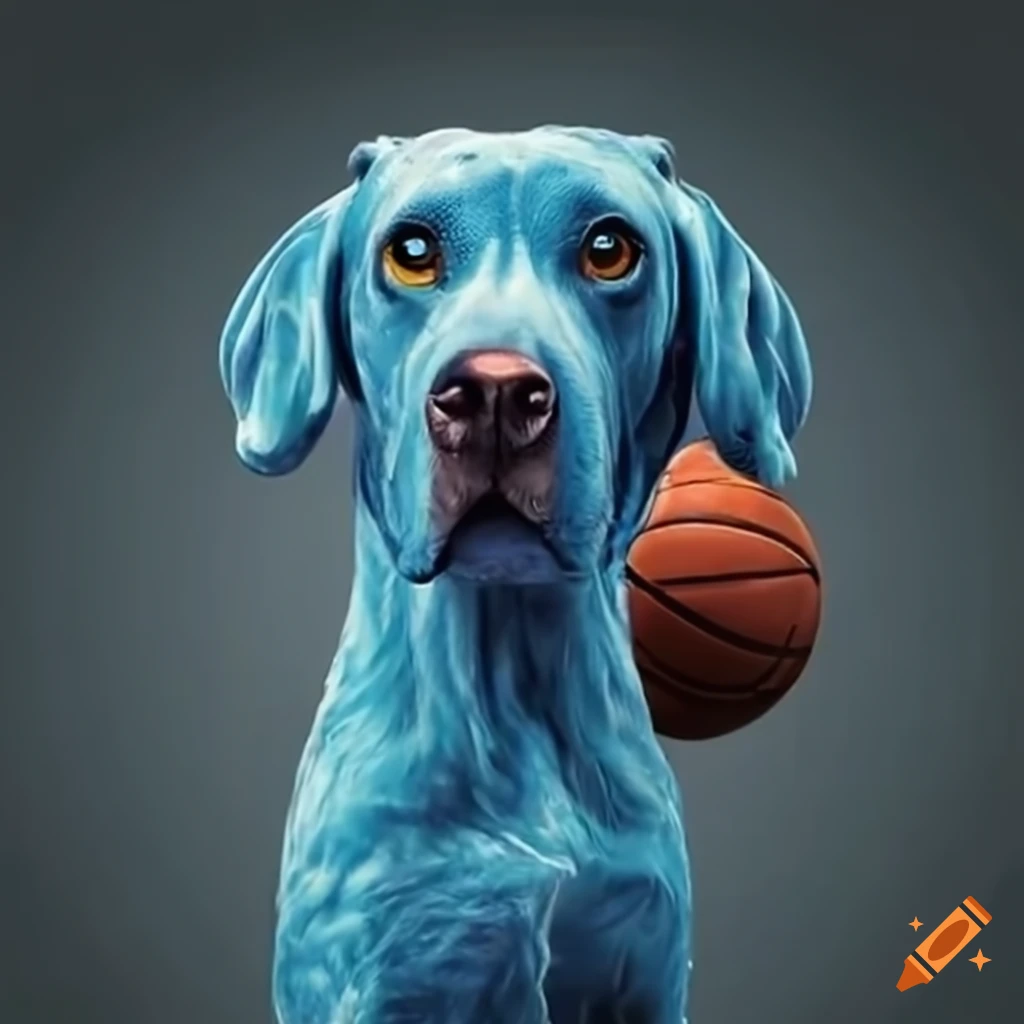 Blue dog playing basketball on Craiyon