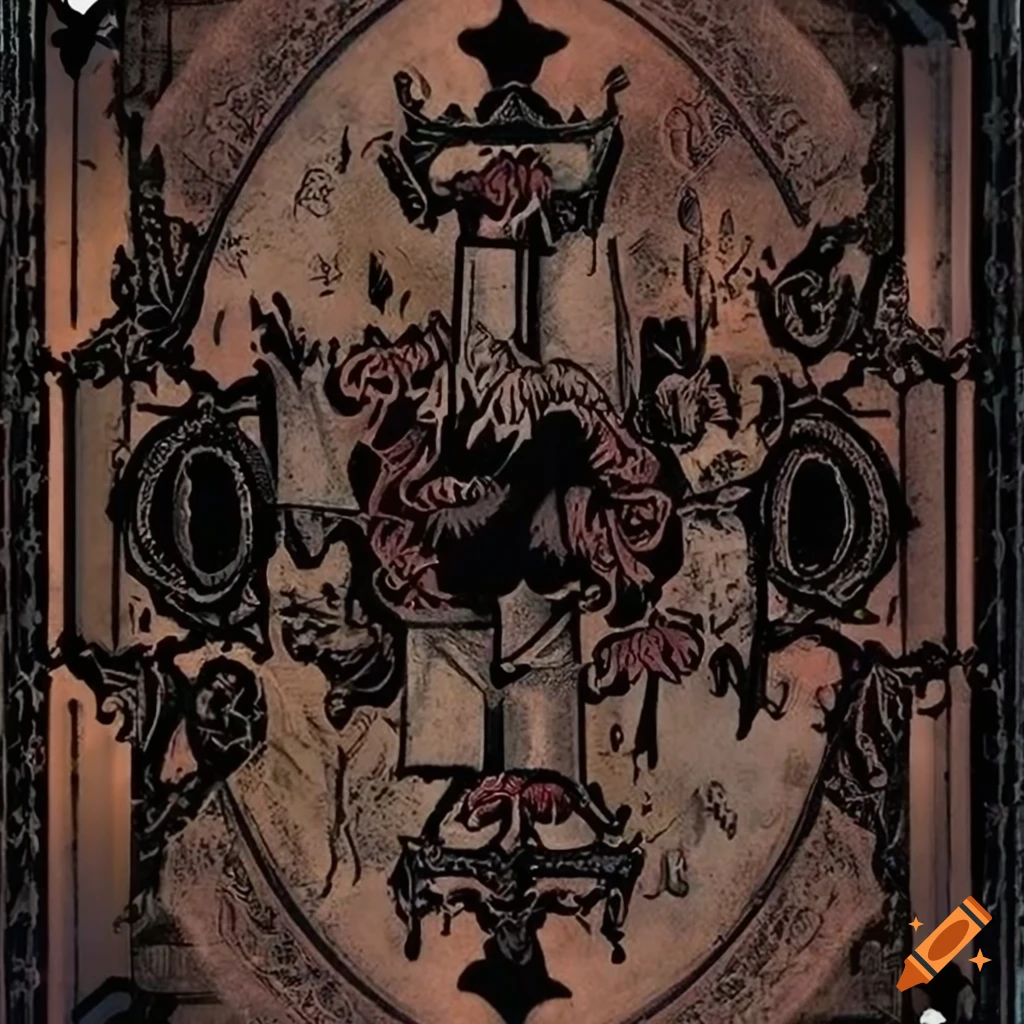 Dark and intriguing card design with a city skyline on Craiyon