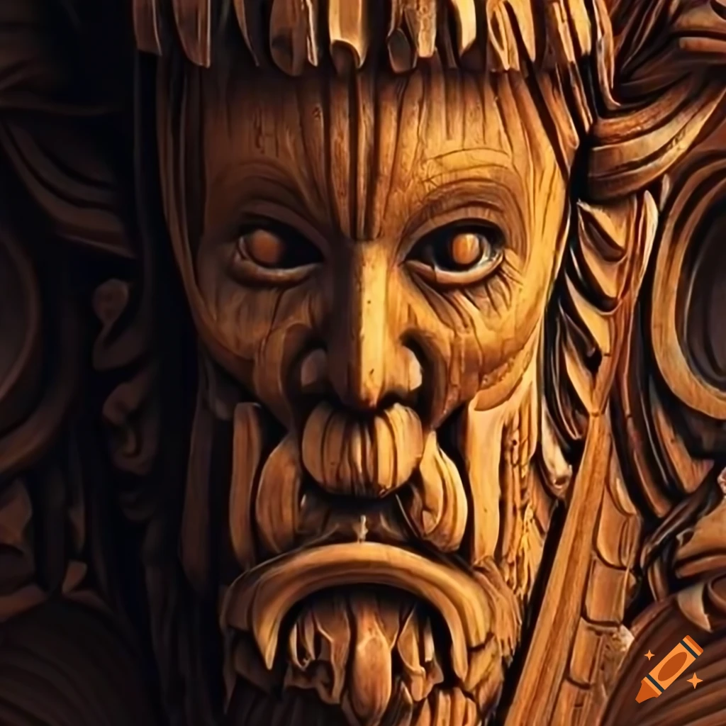 High-definition architectural stave carving artwork on Craiyon