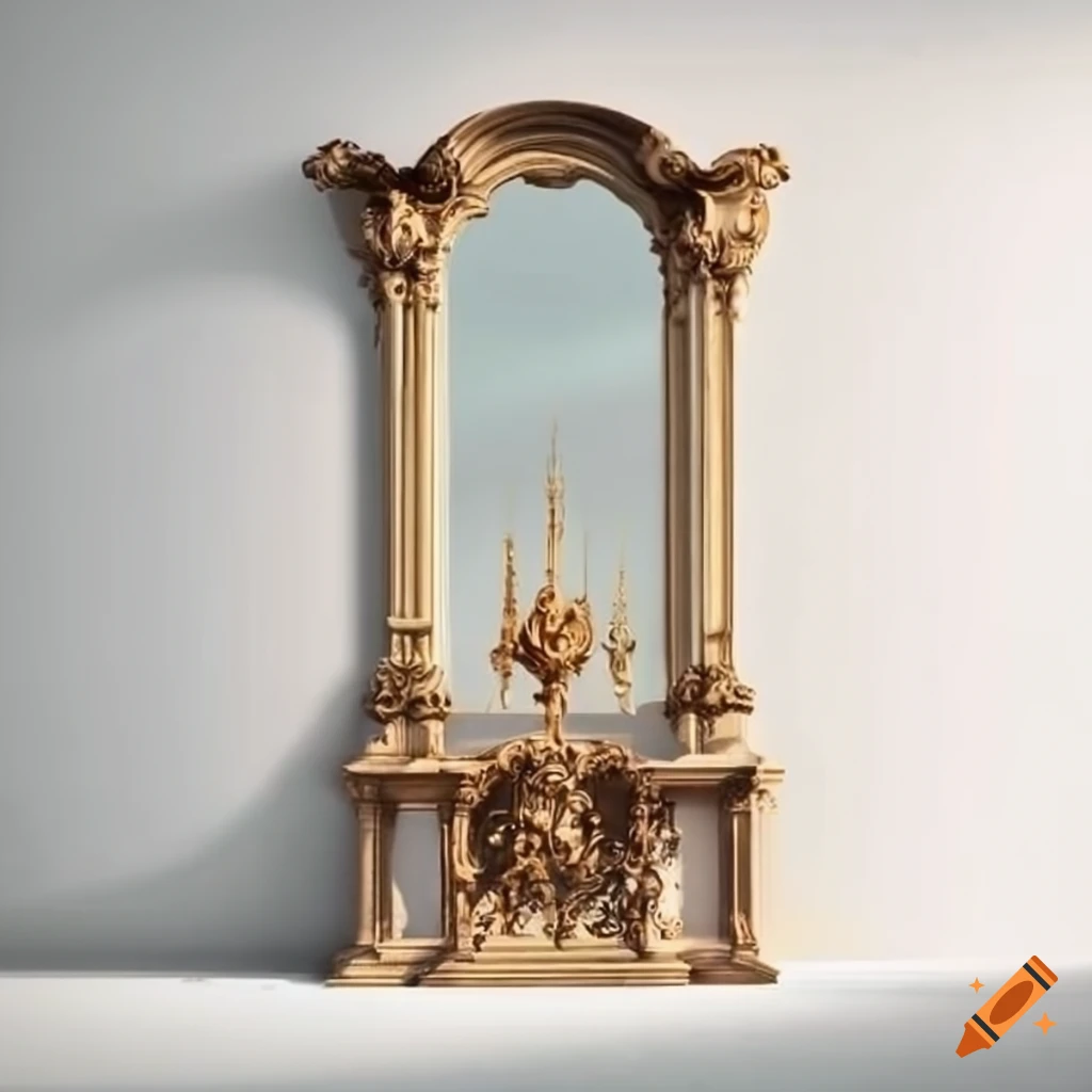 Rococo interior with grand staircase and altar on Craiyon