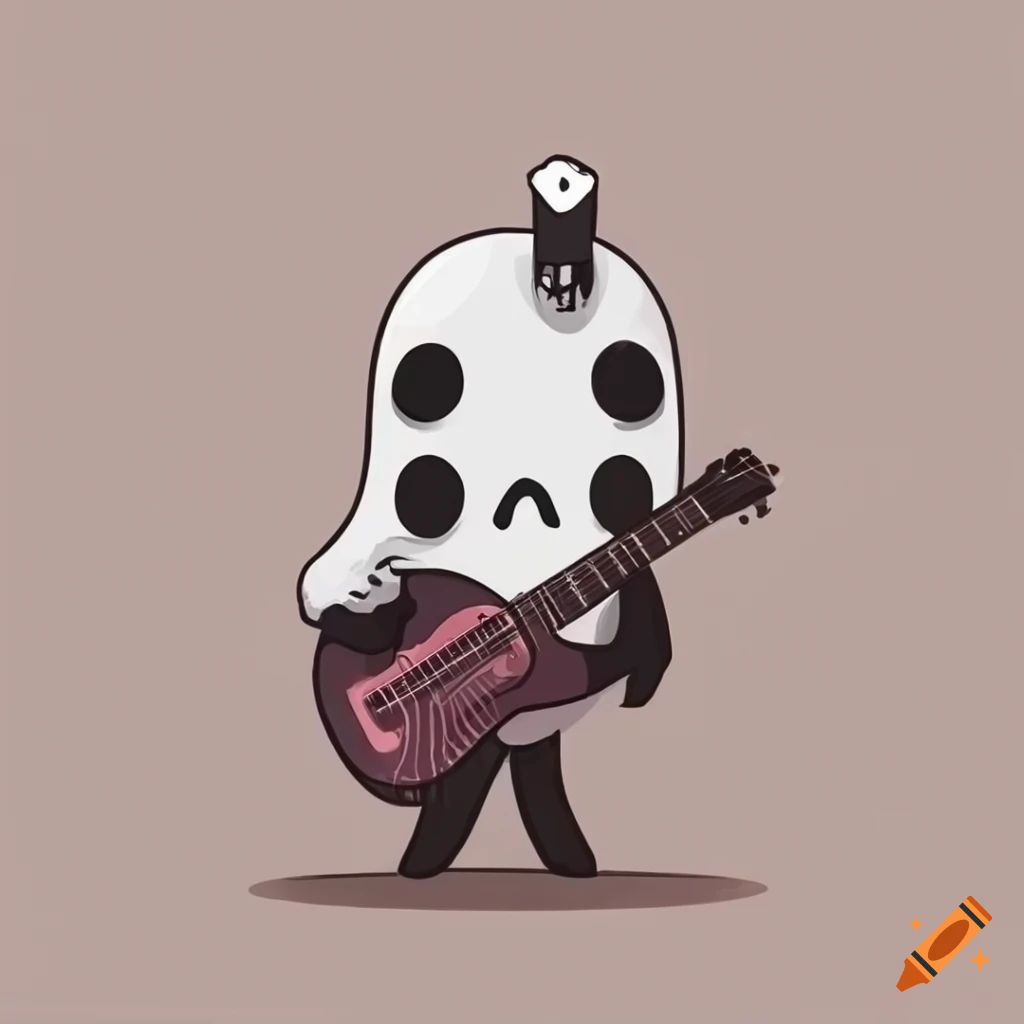 Cute ghost playing guitar on Craiyon