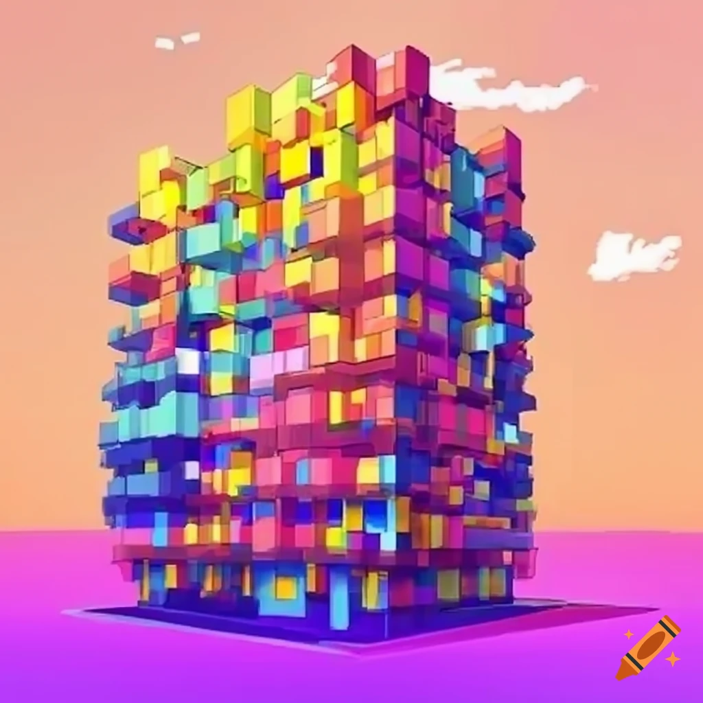 Blocky abstract world on Craiyon