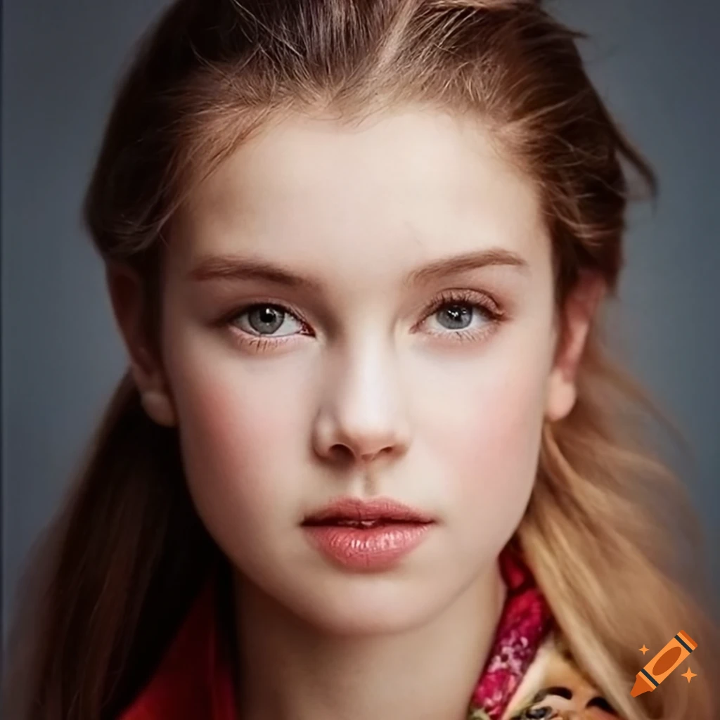 Captivating portrait of a young female model on Craiyon