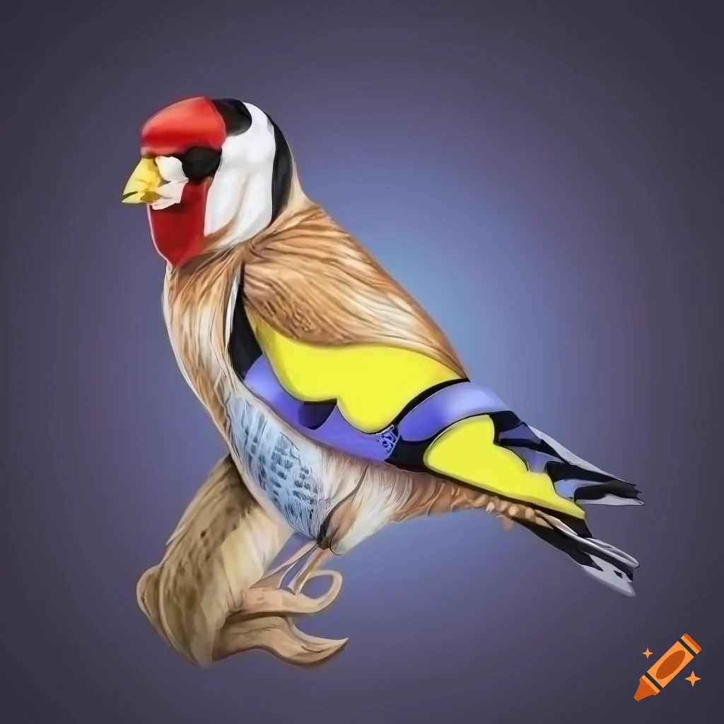 Detailed illustration of a european goldfinch bird on Craiyon