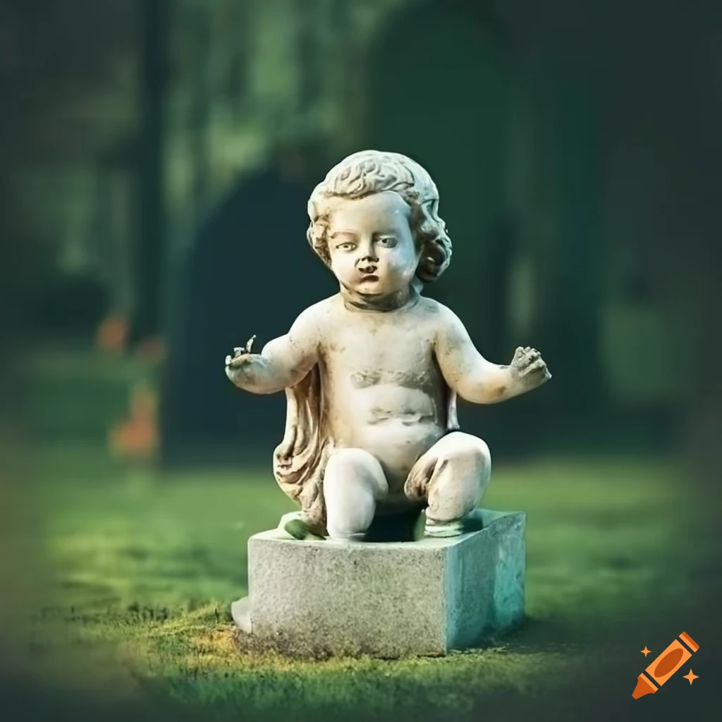 Statue of an infant at a cemetery