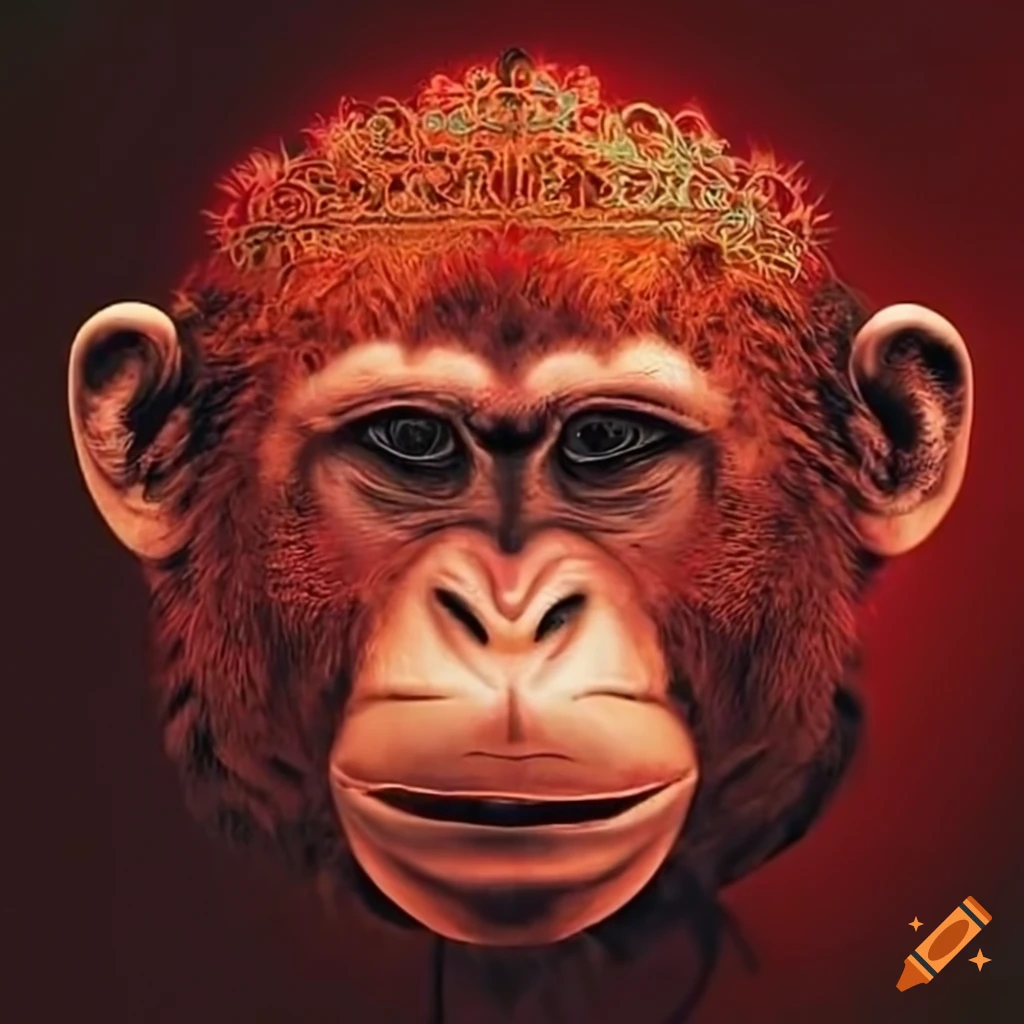 Red symbol of the year of the monkey and zodiac cancer
