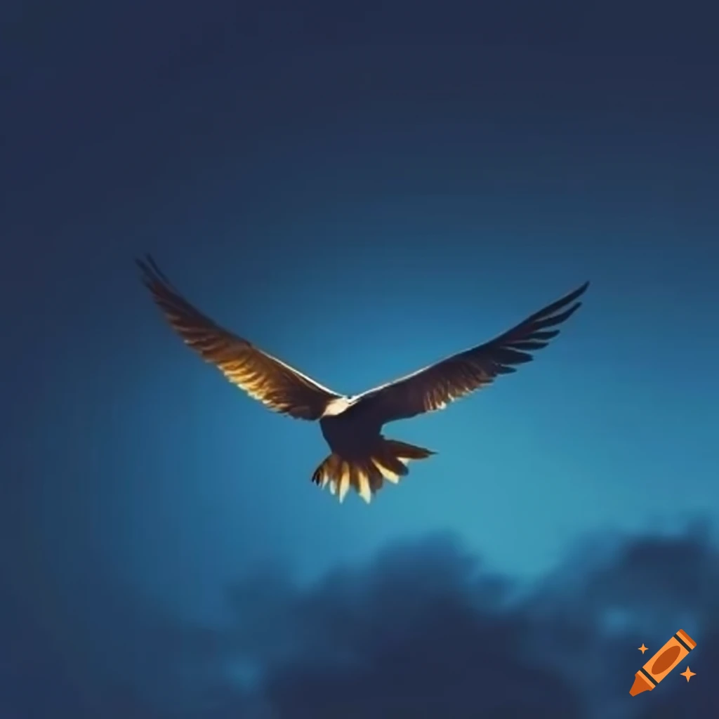 Bird Flying In The Night Sky