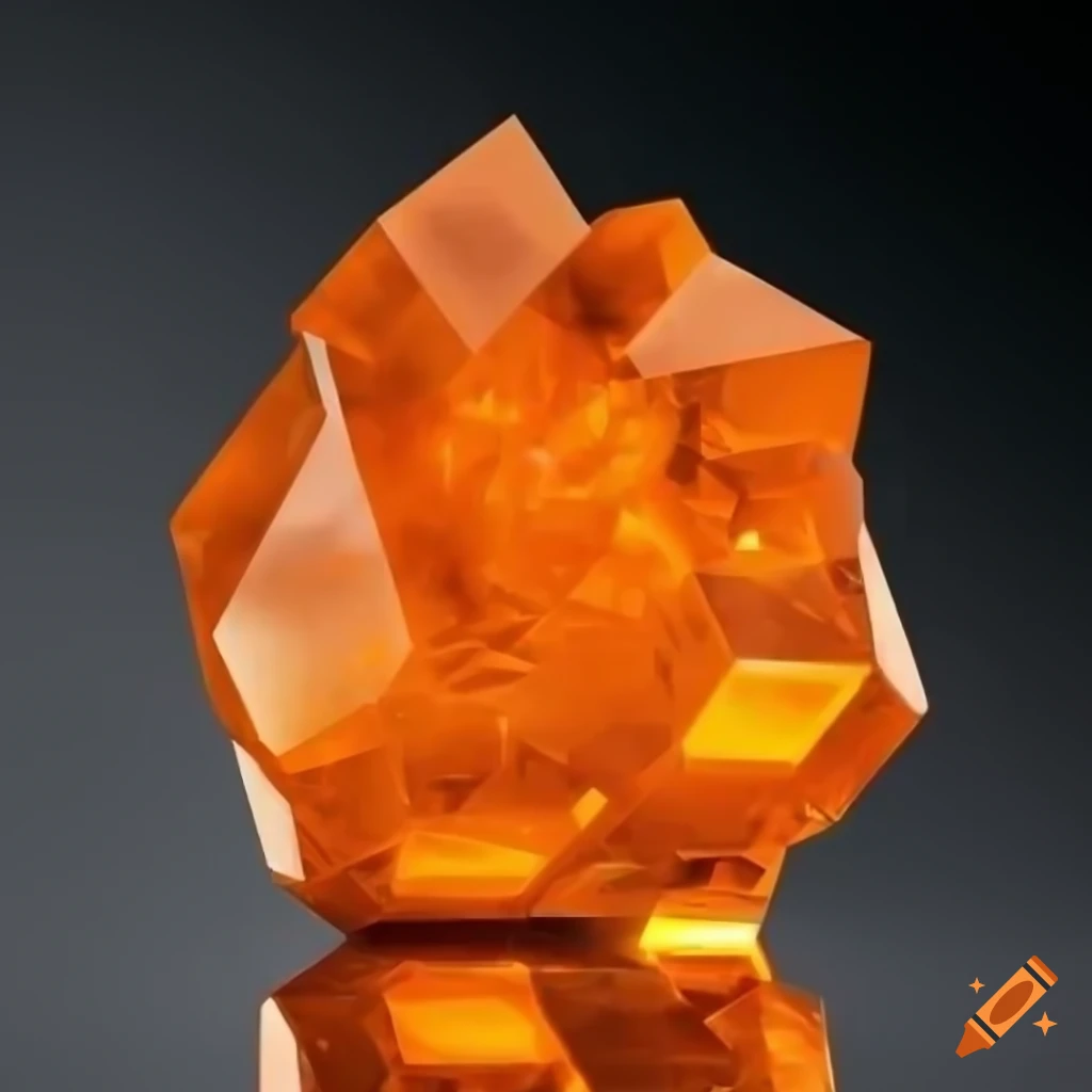 Exotic silver metal cube with amber crystals in an alchemist's ...