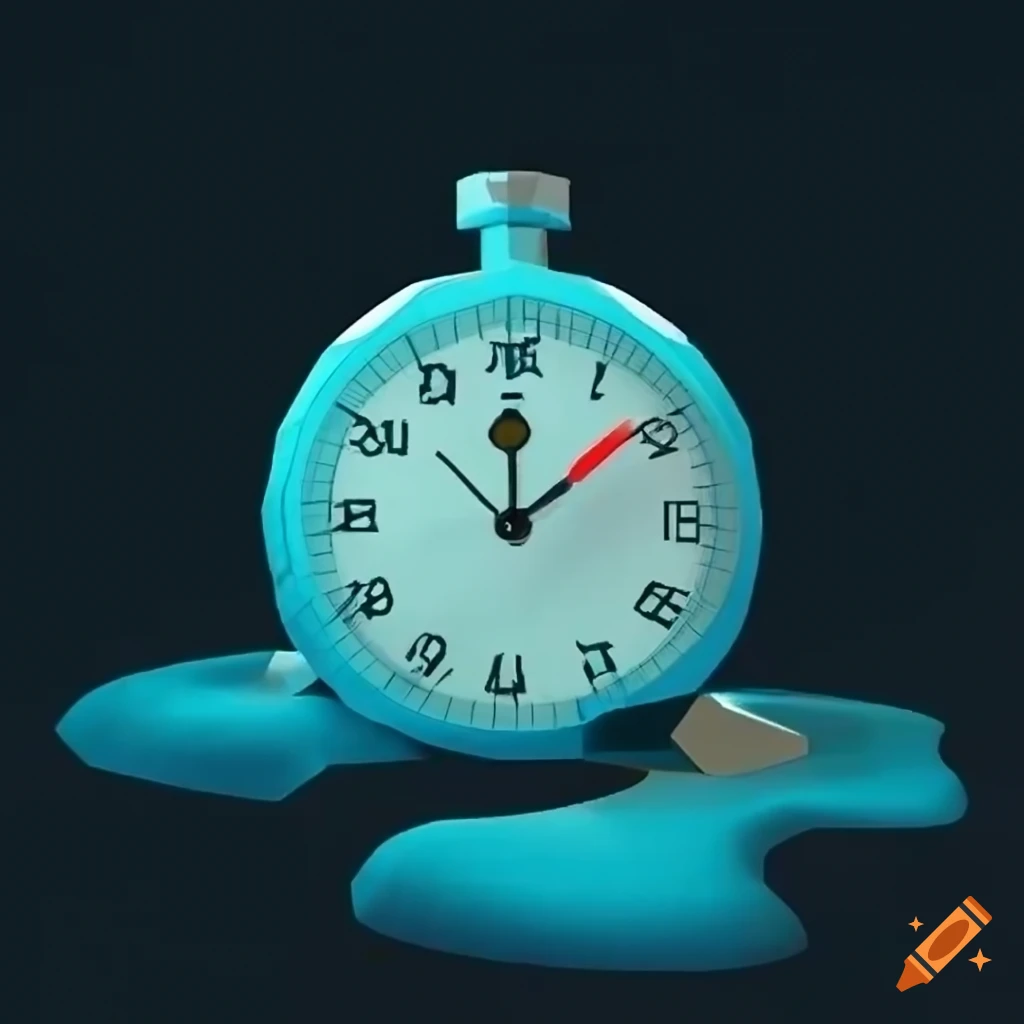 Low poly melting stop watch on a record cover on Craiyon