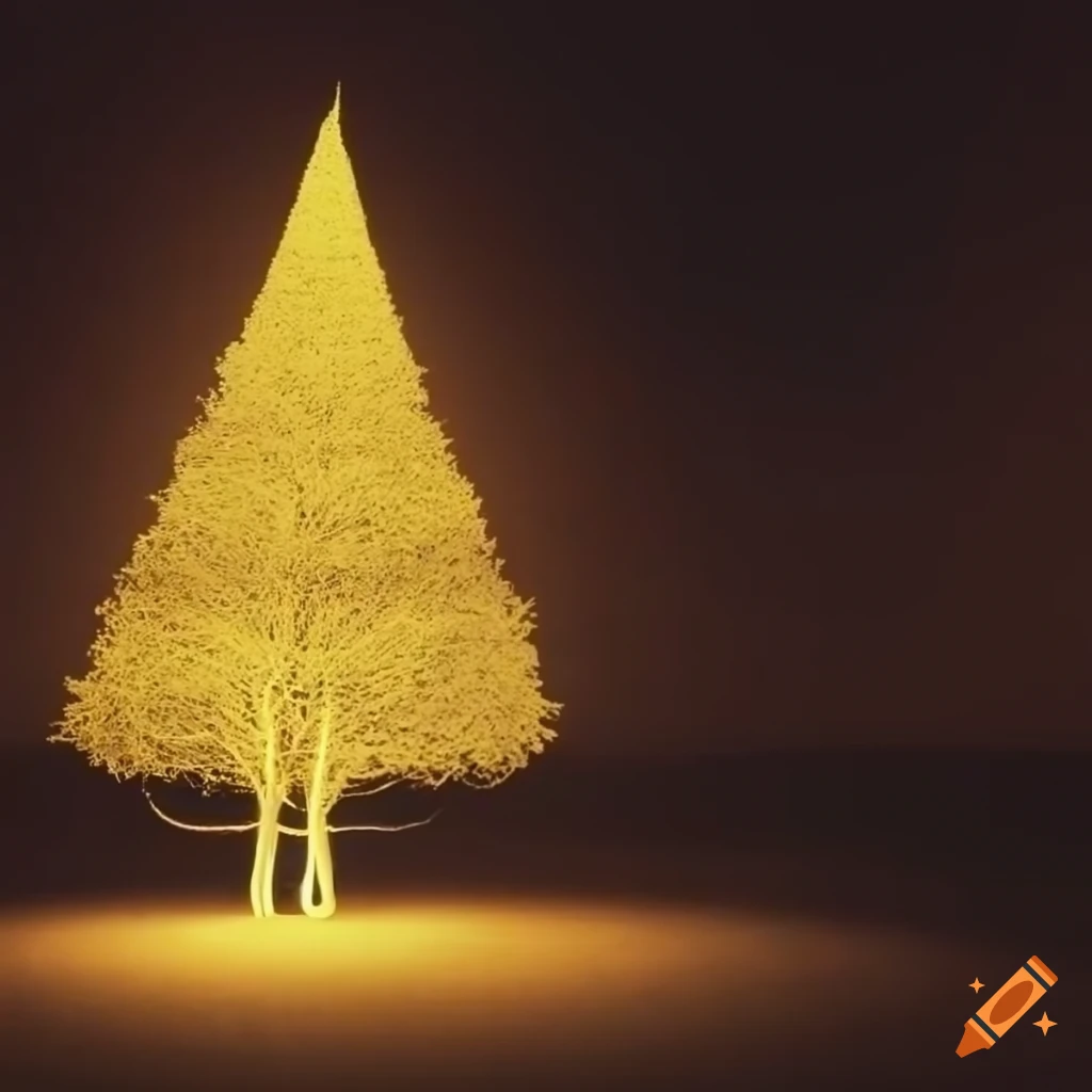 Tree illuminated at night on Craiyon