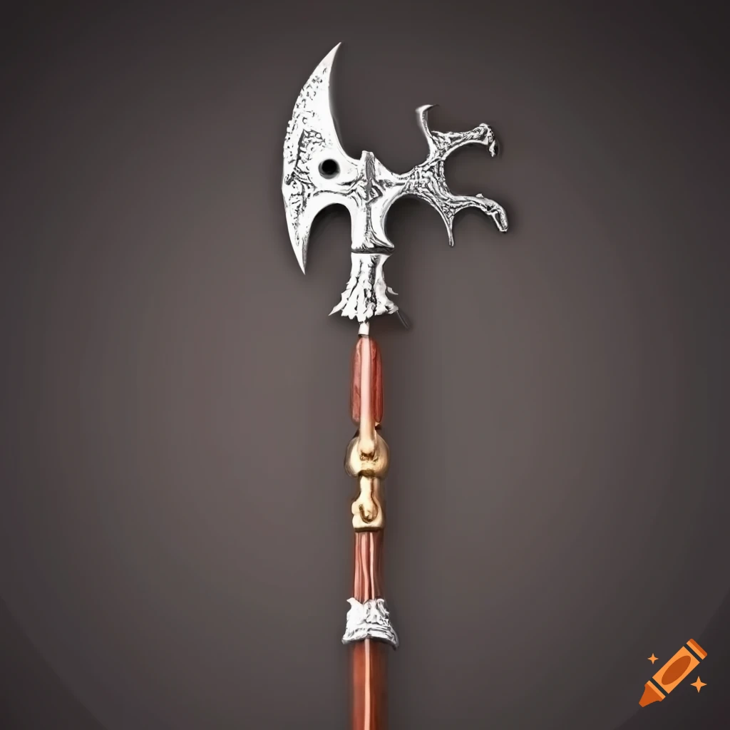 Engraved halberd with bear design on Craiyon