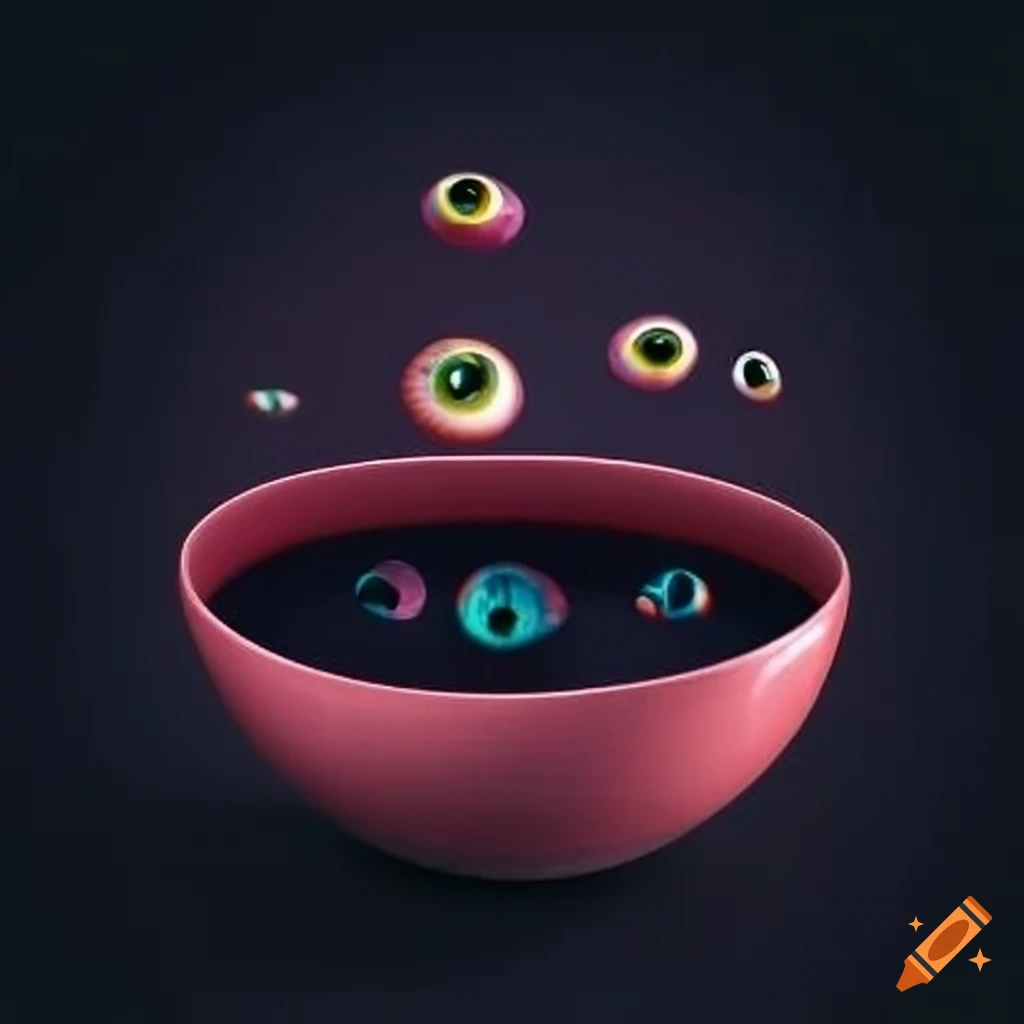 Surreal artwork of multiple eyes in a bowl on Craiyon