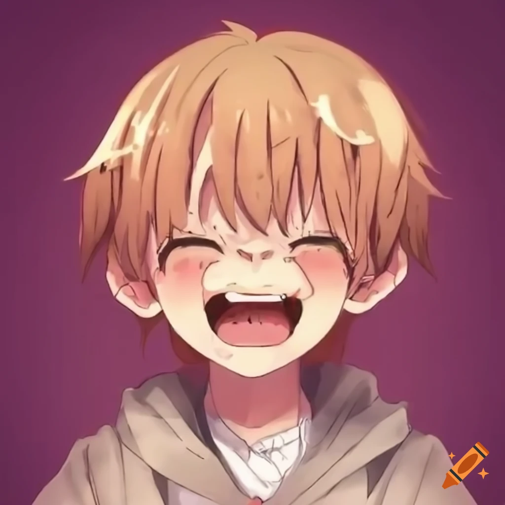 Anime kid laughing uncontrollably on Craiyon