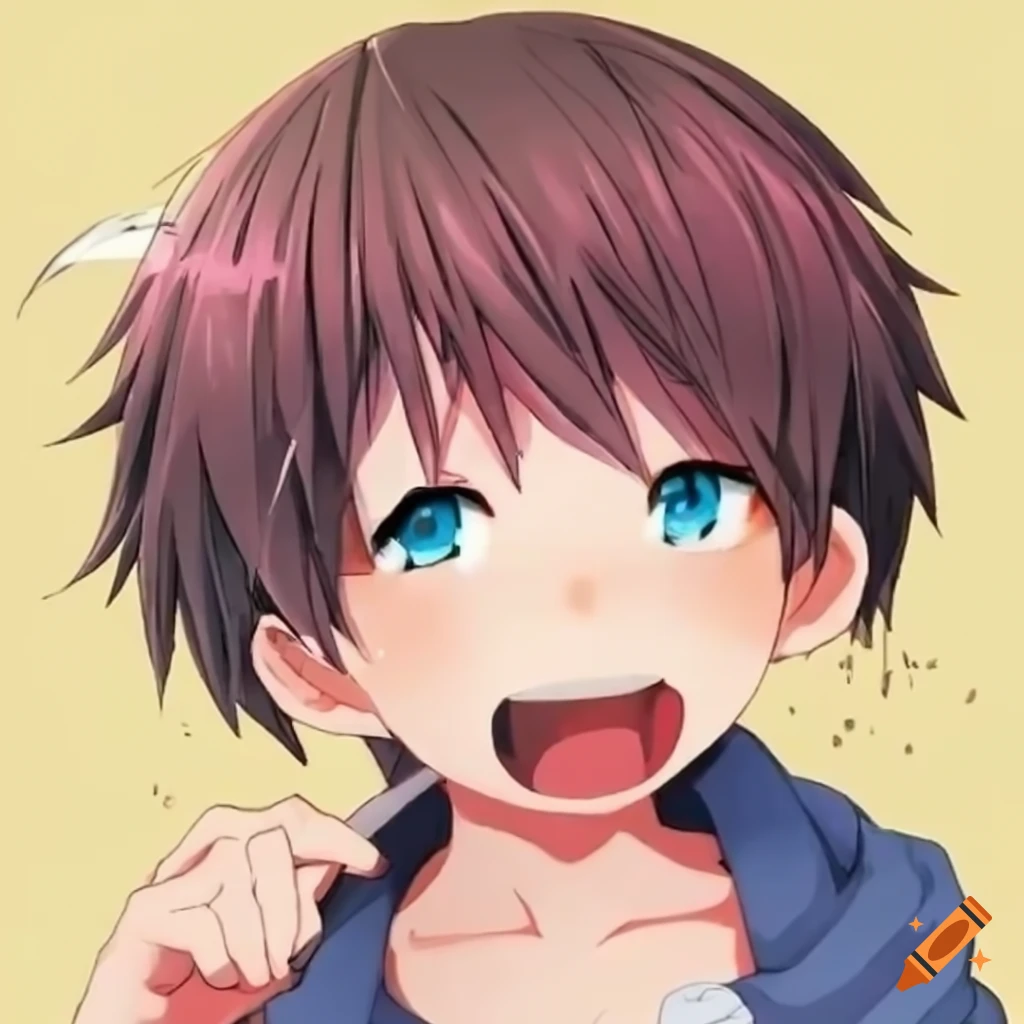 Cute anime kid laughing uncontrollably on Craiyon