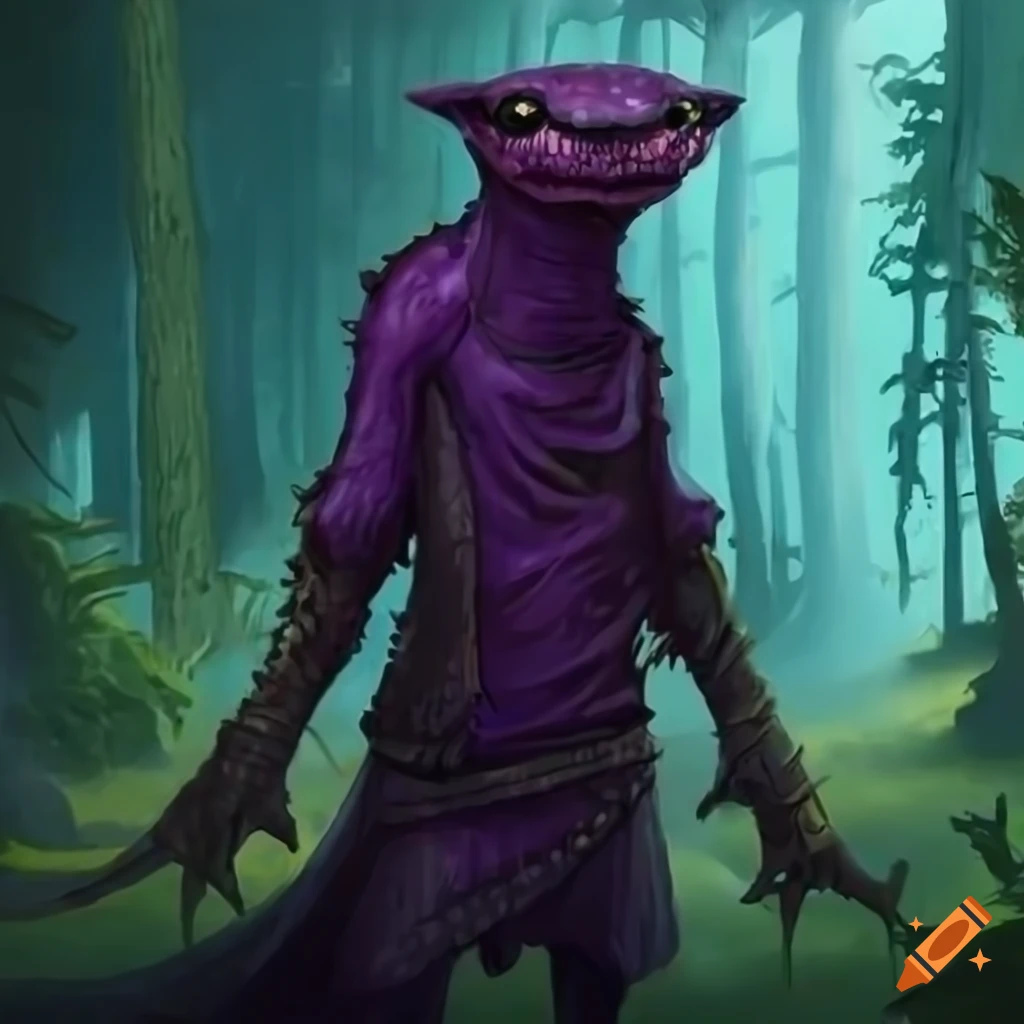 Fantasy art of a unique humanoid creature in a forest on Craiyon