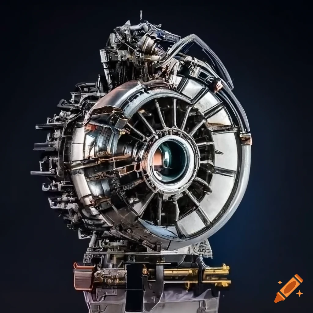 Closeup of a firing spaceship engine truster